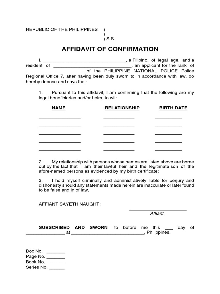 Affidavit-of-Confirmation-PNP (Applicant) | PDF