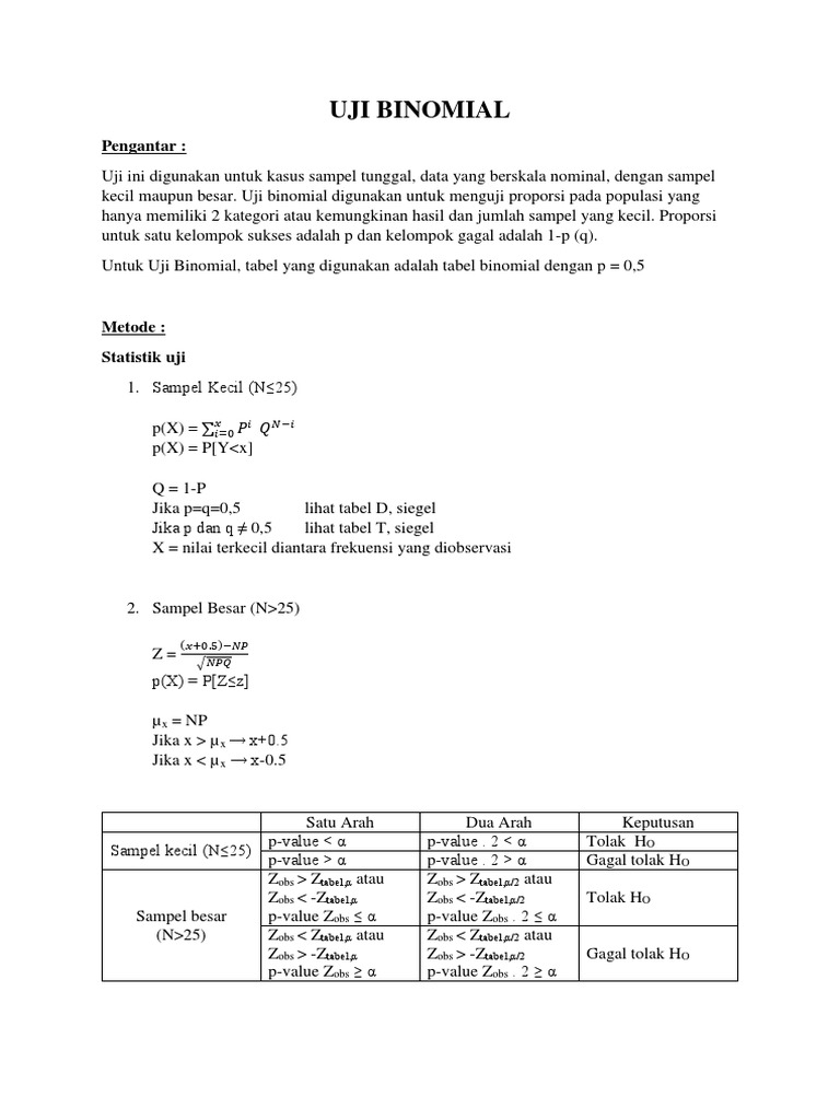 Uji Binomial Dan Uji Chi Square Statistik Non Parametrik | PDF