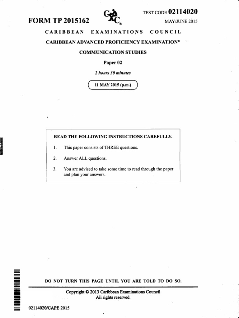CAPE Communication Studies 2015 P2 | PDF
