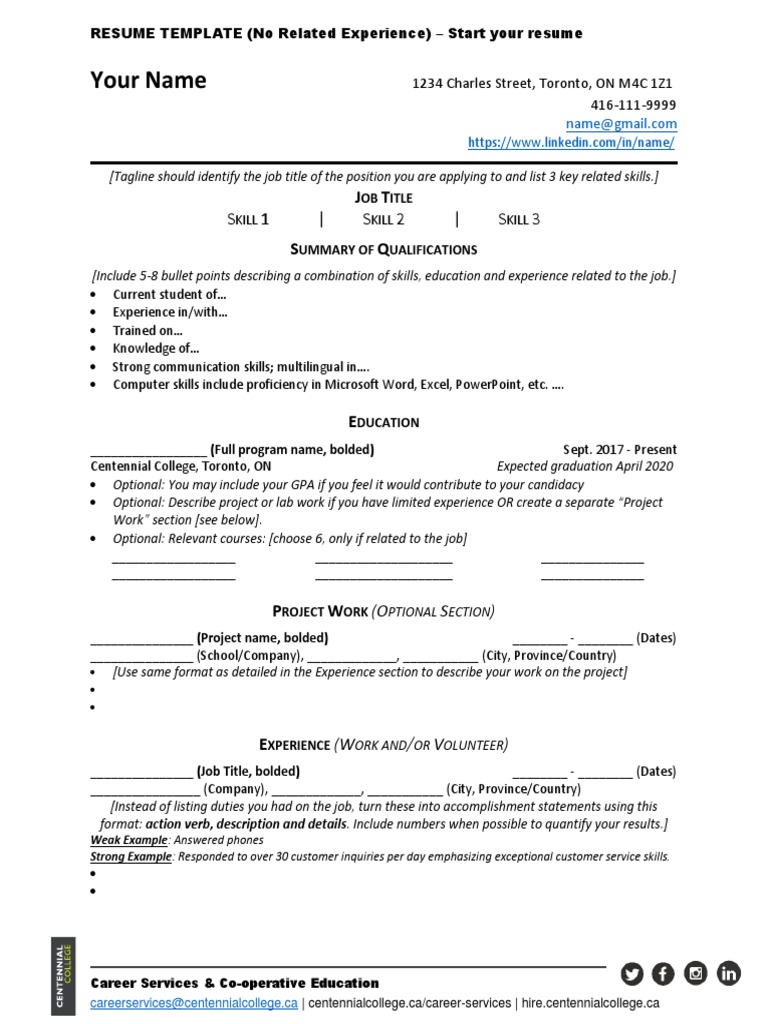 Resume Blank Template - Entry-Level - Sep 2019 | Download Free PDF ...