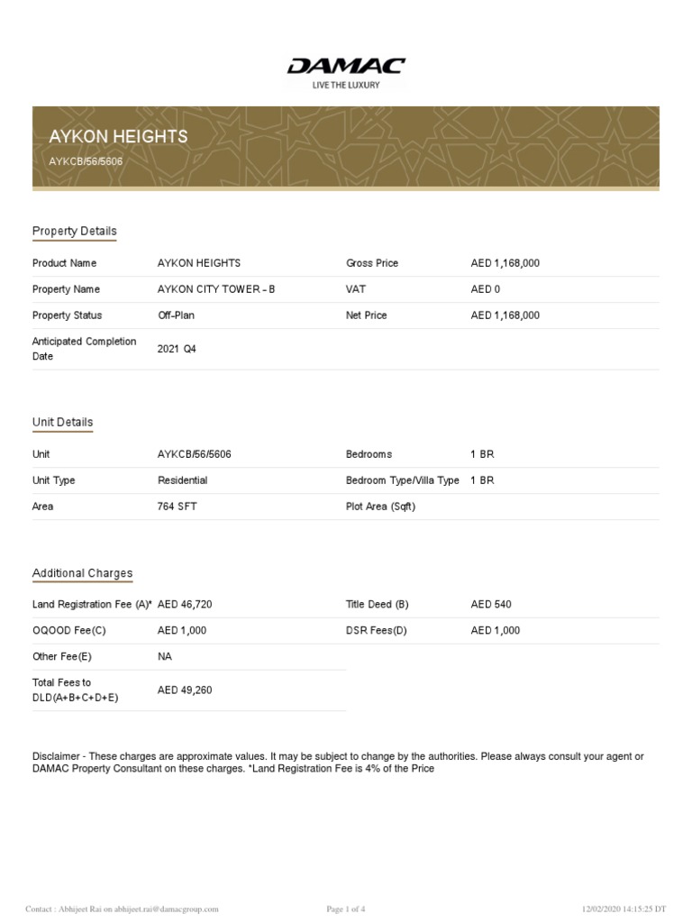 Damac Inventorydetail Clone PDF | PDF | Property | Payments