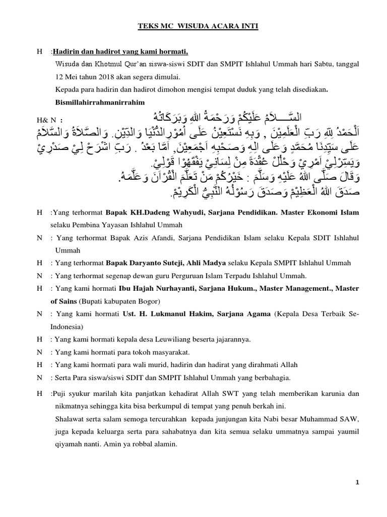 Teks MC Wisuda | PDF