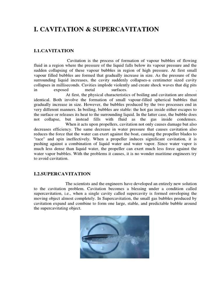 Report On Supercavitation | PDF | Torpedo | Drag (Physics)