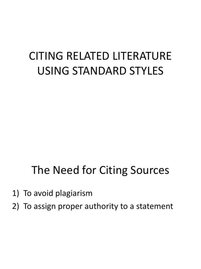 Citing Related Literature Using Standard Styles | PDF | Citation ...