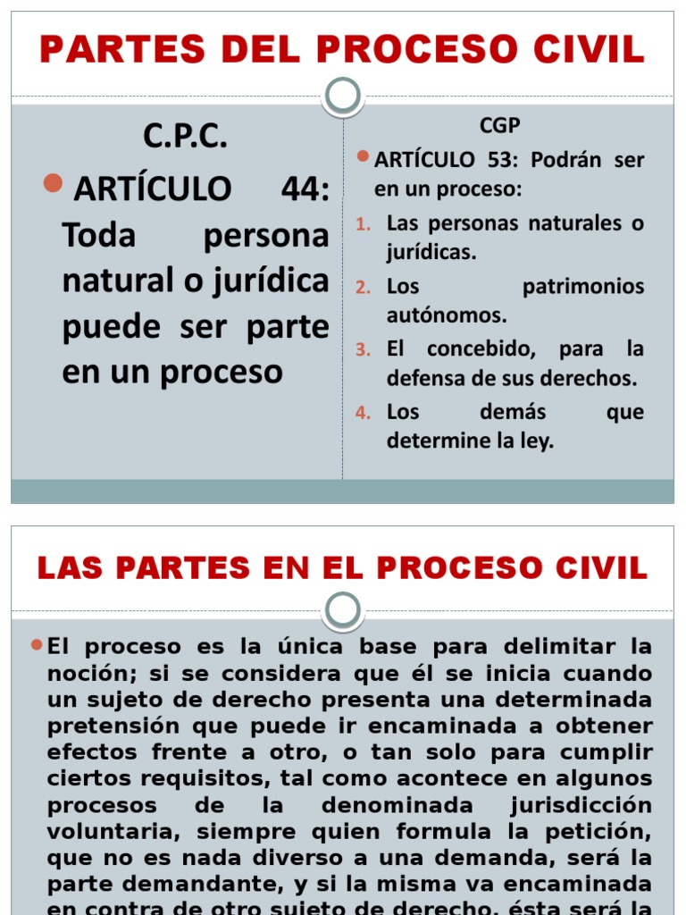 Partes Del Proceso Civil | PDF | Reunión | Ley procesal
