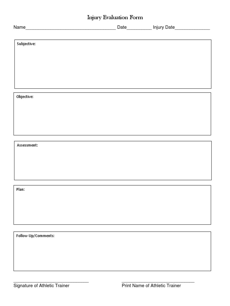 SOAP Injury Evaluation Form PDF | PDF