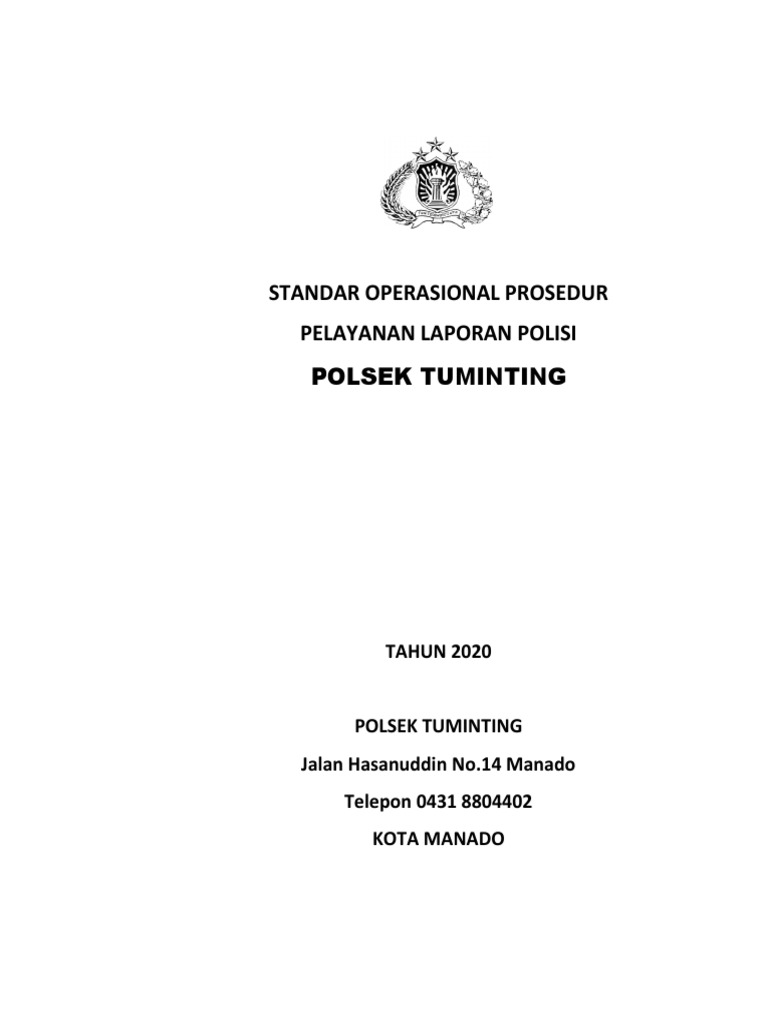 Sop Pelayanan Laporan Polisi Polsek Tuminting Pdf