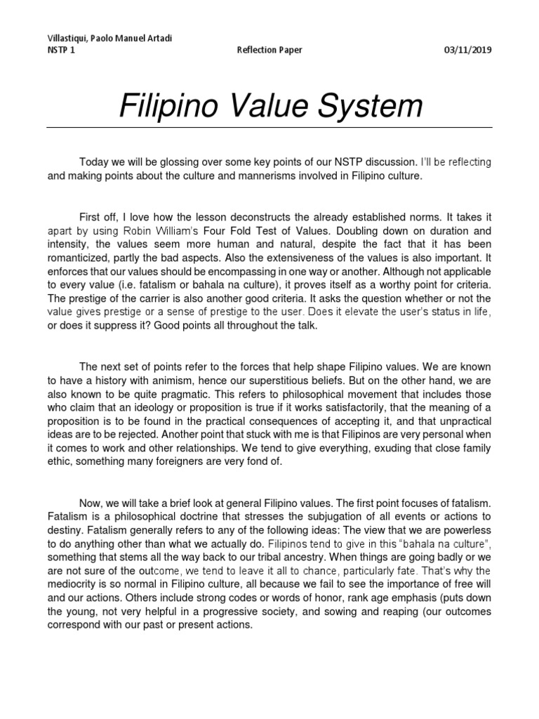 Filipino Value System | PDF | Value (Ethics) | Metaphysics