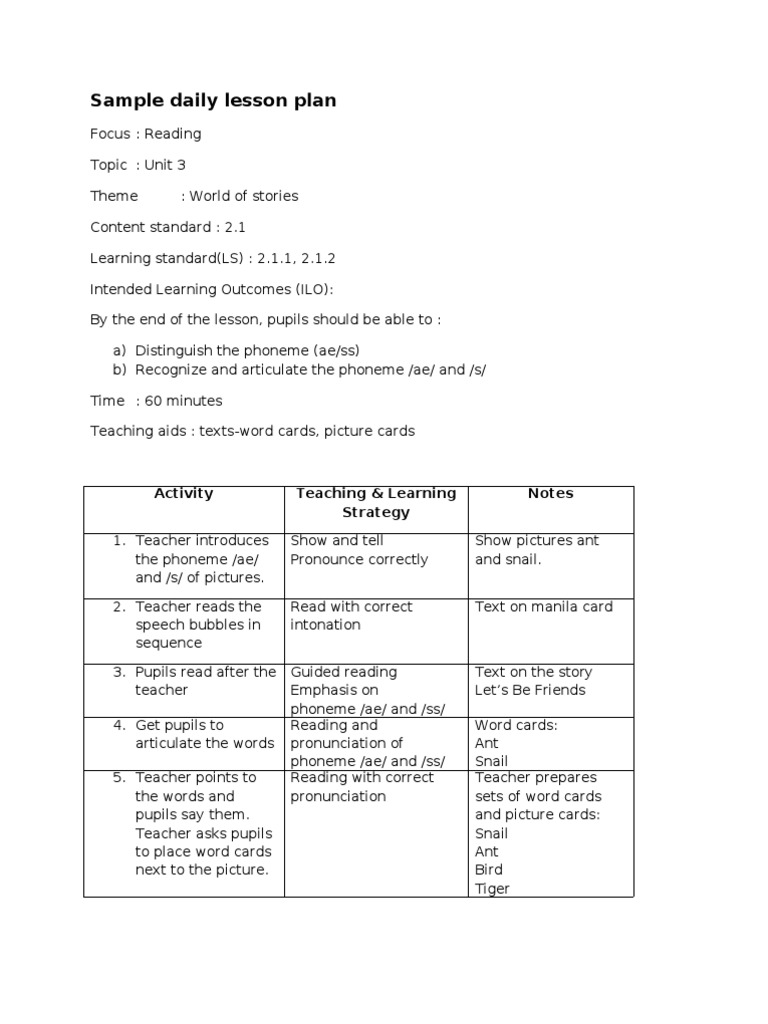 Lesson Plan Year 1 (KSSR) | PDF | Lesson Plan | Teaching