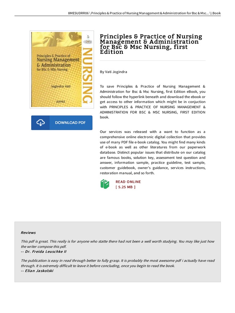 Nursing Management Principles by Vati | PDF | E Books | Written ...