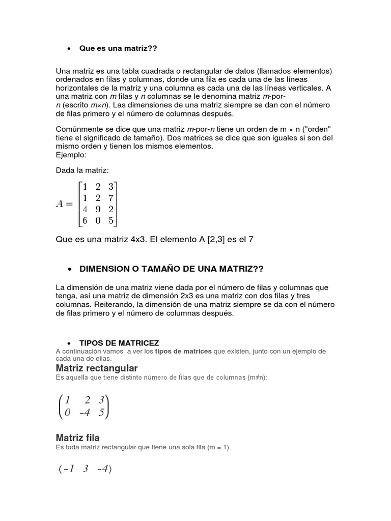 Matrices Algebraicas | PDF | Matriz (Matemáticas) | Teoría de la matriz