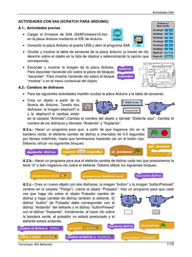 Actividades Con S4a (Scratch para Arduino) A.1. | PDF | Diodo emisor de luz | Arduino