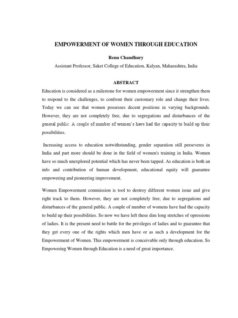 Women Empowerment Through Education | PDF | Empowerment | Economic Growth