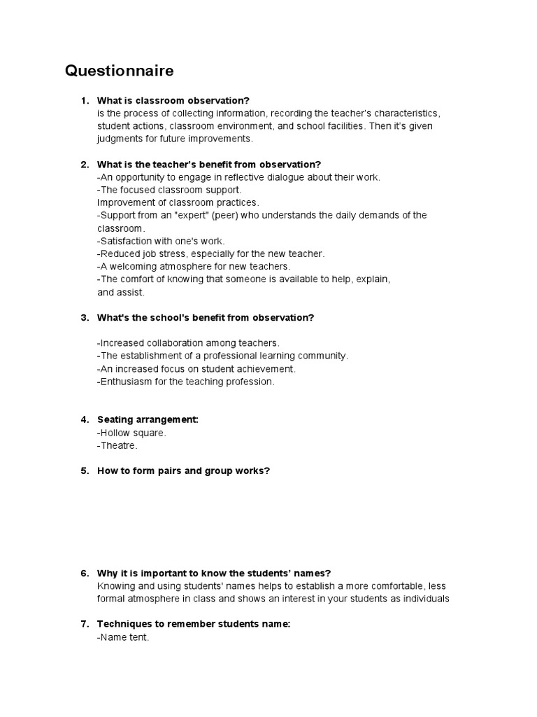Classroom Observation and Teaching Techniques | PDF | Classroom | Teachers