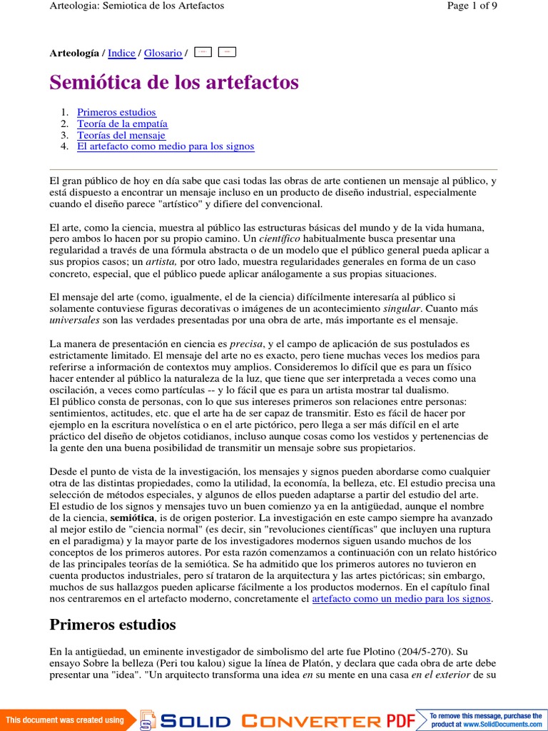 Arteologia - Semiotica de Los Artefactos (MHT) | Descargar gratis PDF ...