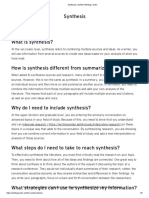 Summary vs. Synthesis Explained | PDF | Information | Reading (Process)