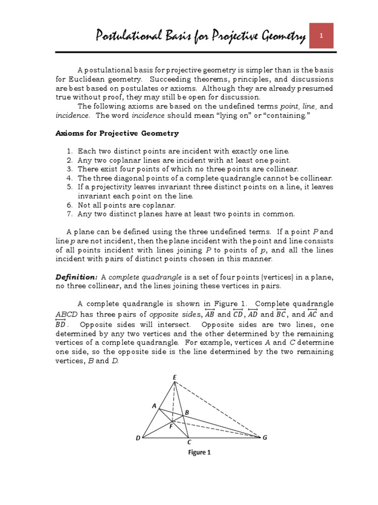 Projective Geometry Axioms and Quadrilaterals | PDF | Projective ...
