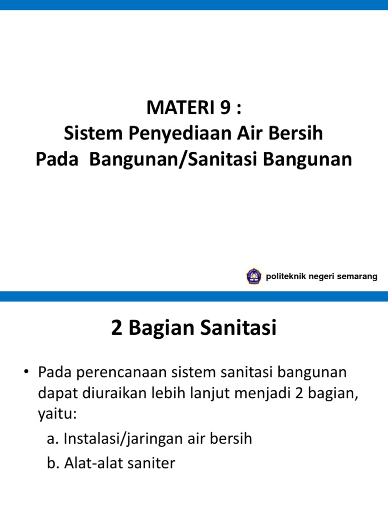 MATERI 9 Sistem Penyediaan Air Bersih Pada Bangunan | PDF | Griya & Taman