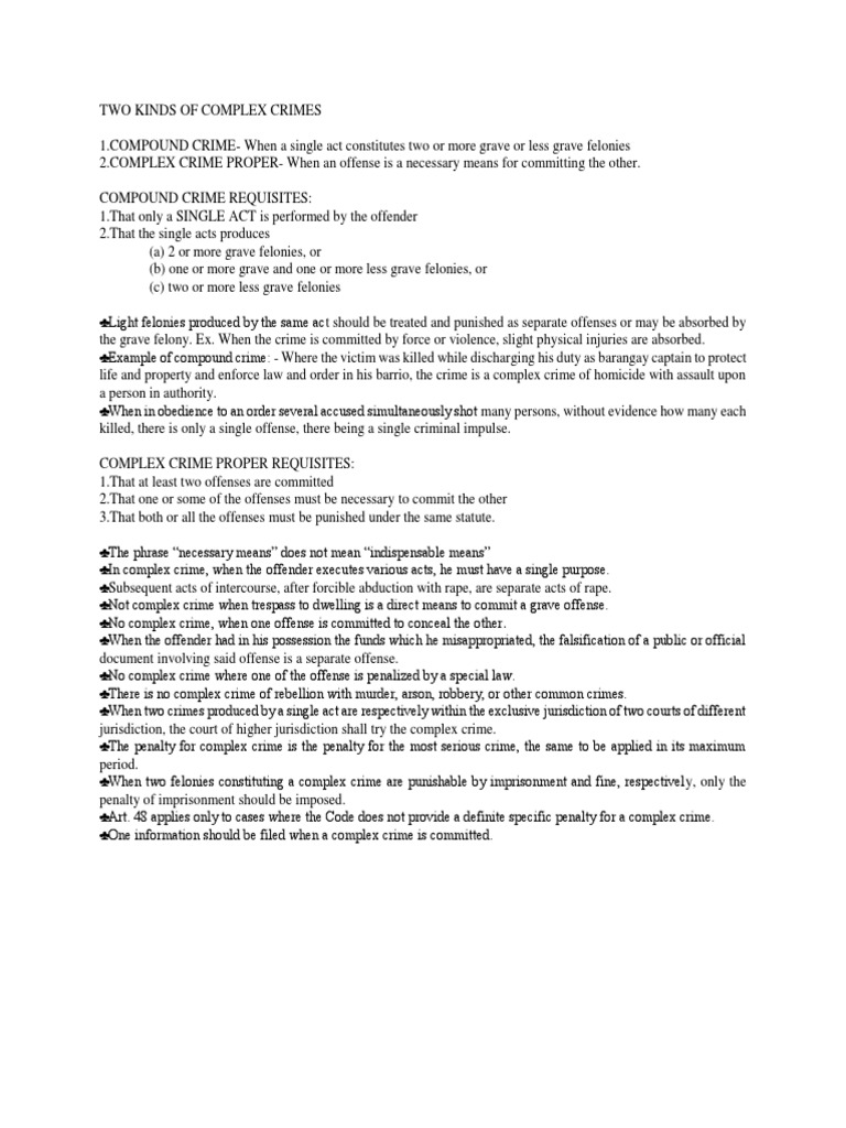 Two Kinds of Complex Crimes | Download Free PDF | Felony | Crime & Violence