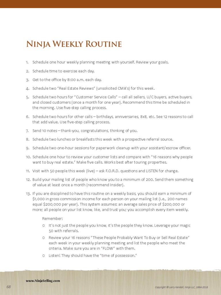 Ninja Weekly Routine | PDF