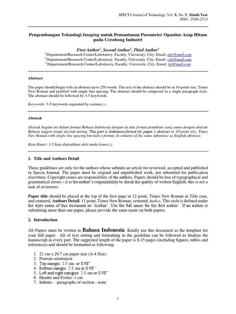 Template SPECTA Journal | PDF | Times New Roman | Paragraph