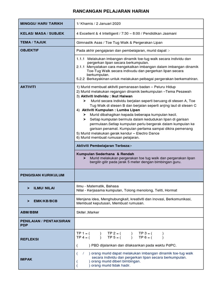 Contoh RPH PJ Izrin Sktta | PDF