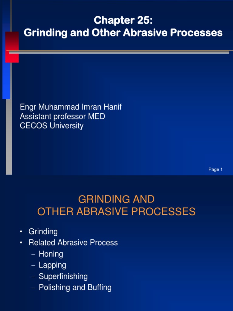 Lecture03 - Chapter 25-Grinding | PDF | Grinding (Abrasive Cutting ...