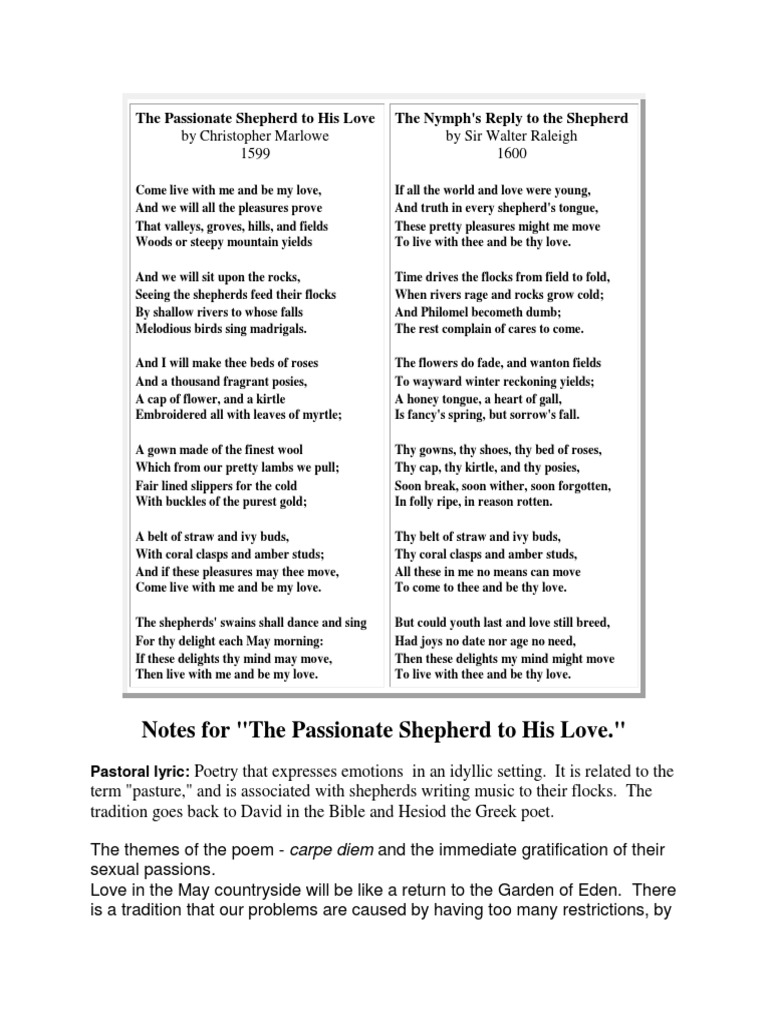 The Passionate Shepherd To His Love | PDF | Poetry