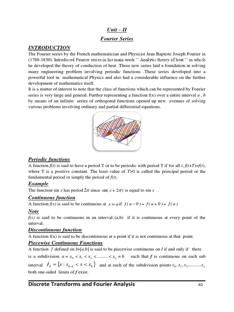 Unit Ii-Fourier Series | PDF | Series (Mathematics) | Differential ...