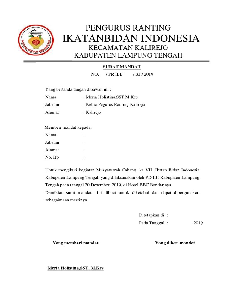 Contoh SURAT MANDAT | PDF