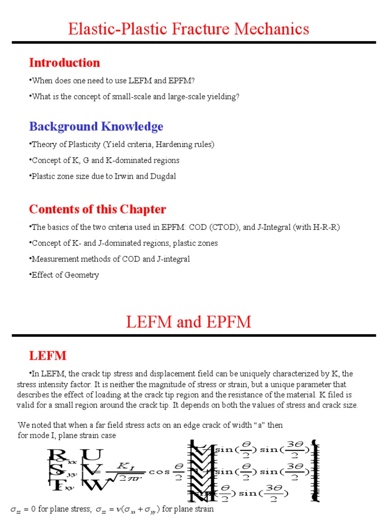 Elastic-Plastic Fracture Mechanics: Background Knowledge | PDF ...