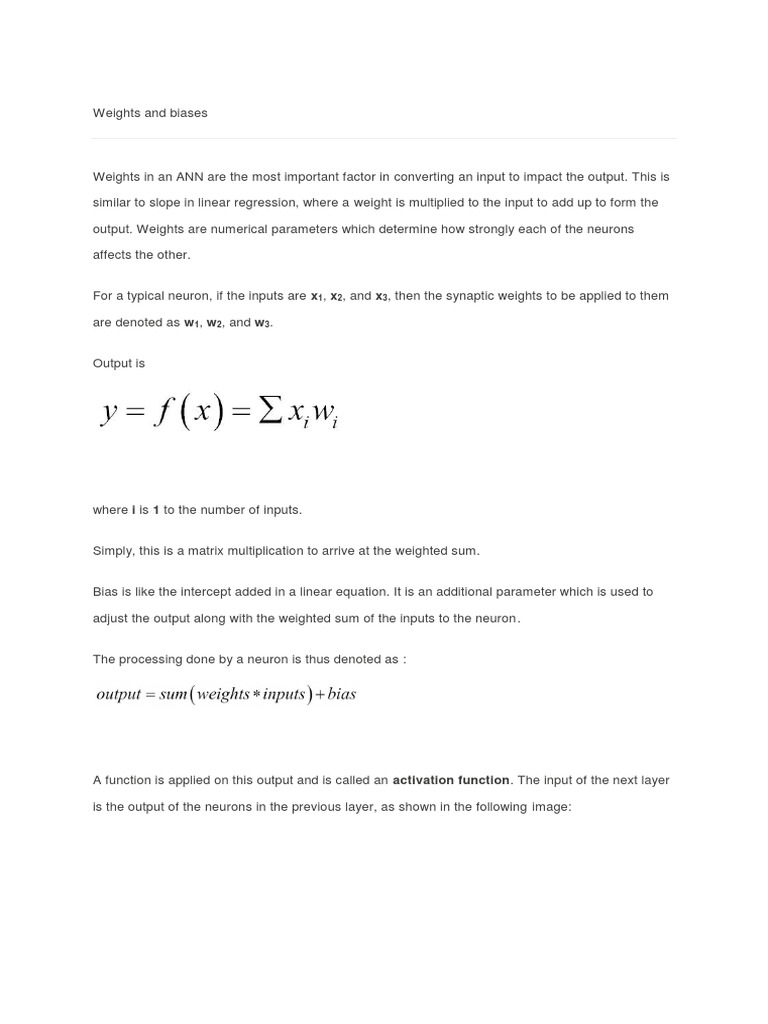Weights and Biases | PDF | Teaching Mathematics | Cybernetics