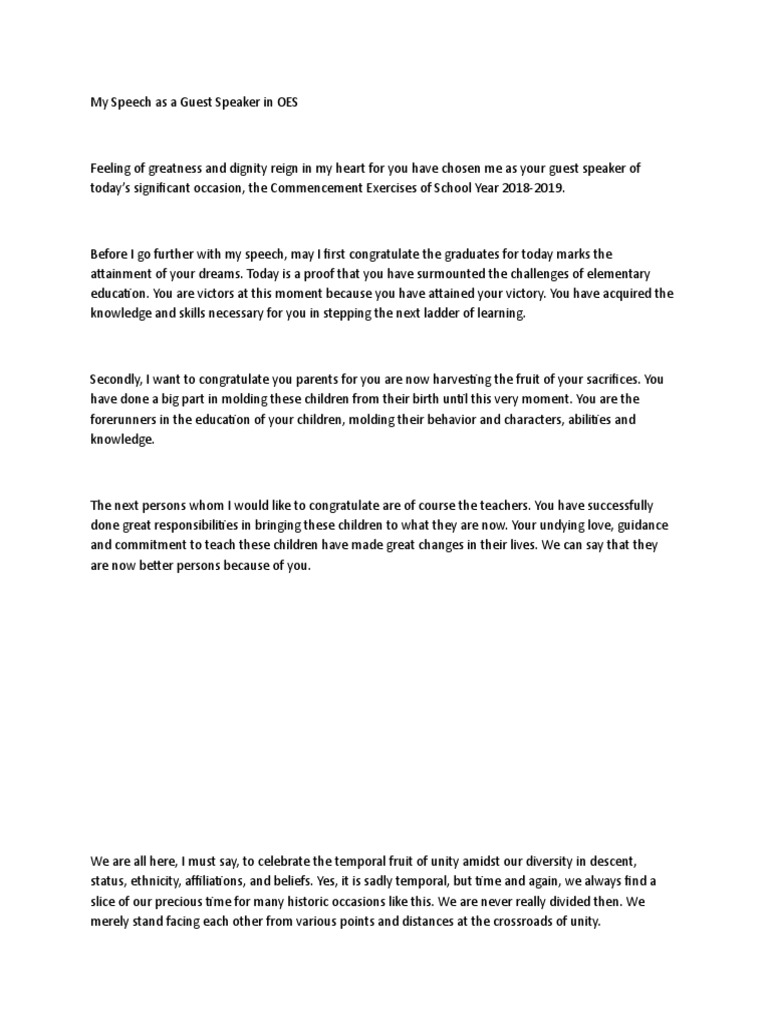 My Speech As A Guest Speaker | PDF | Learning | Cognition