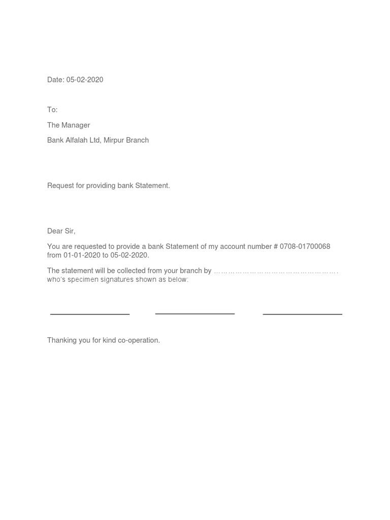 Bank Statement Req | PDF