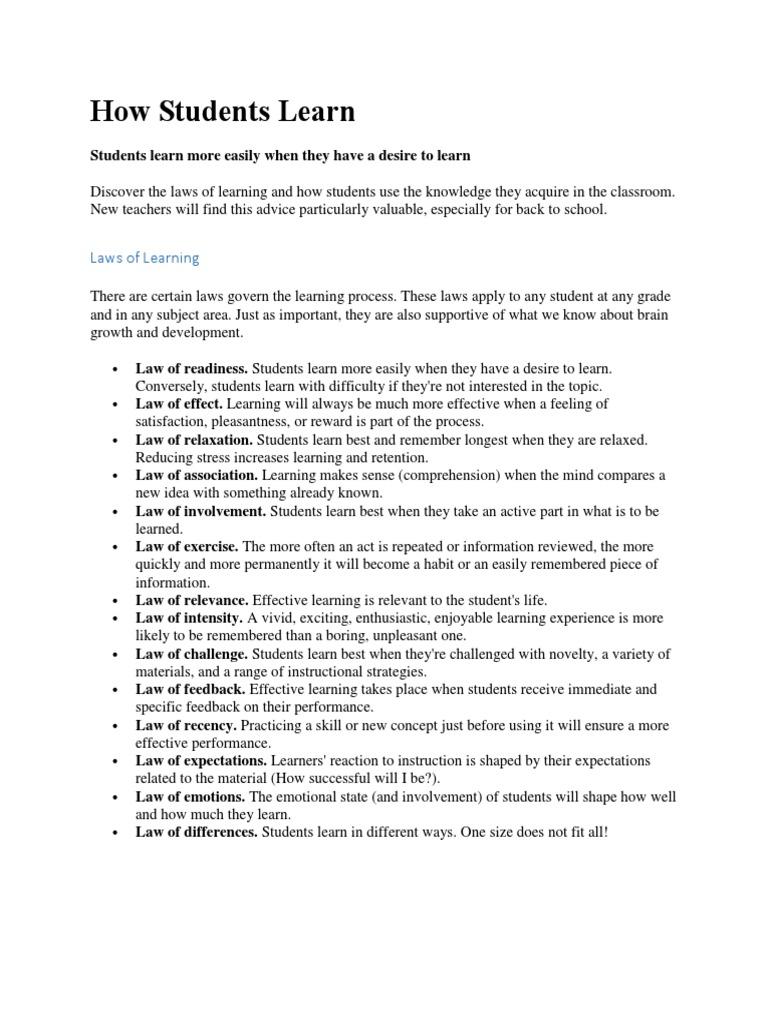 How Students Learn | PDF | Neuropsychology | Learning