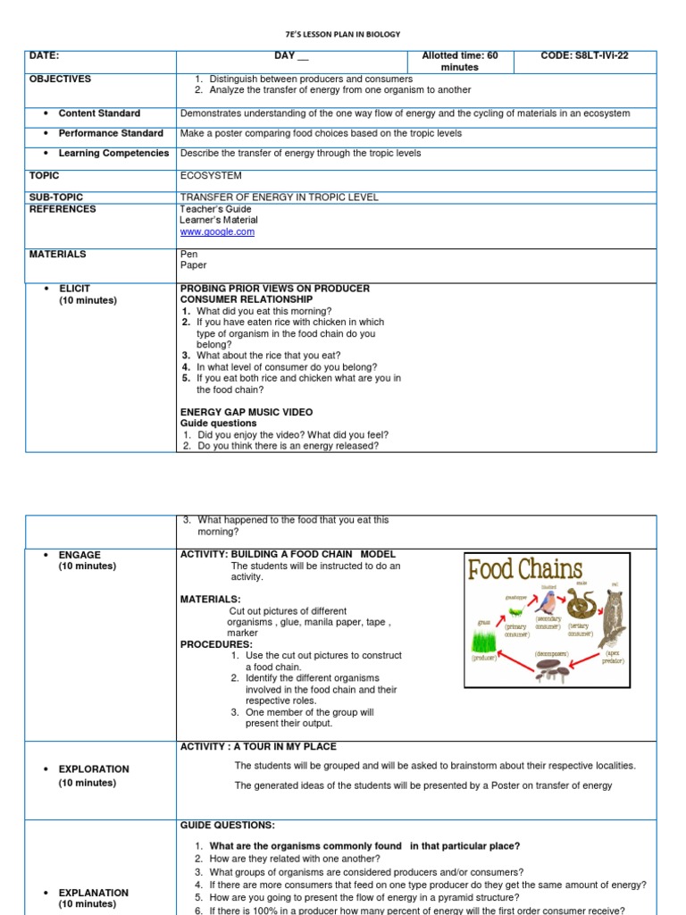 Aaa. 7ES LESSON PLAN | Download Free PDF | Food Web | Cognition