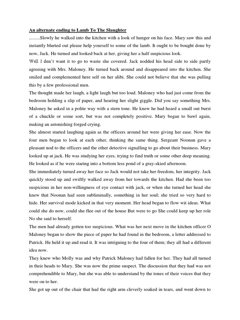 An Alternate Ending To Lamb To The Slaughter | PDF