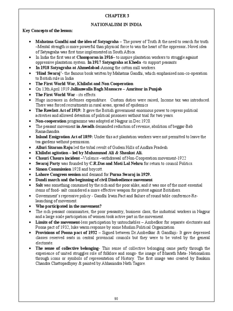 History Chapter 3 NATIONALISM IN INDIA PDF | PDF | Mahatma Gandhi ...