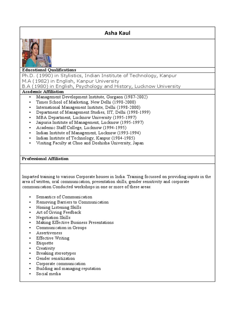 CV - Asha .Kaul | PDF | Gender | Gender Studies