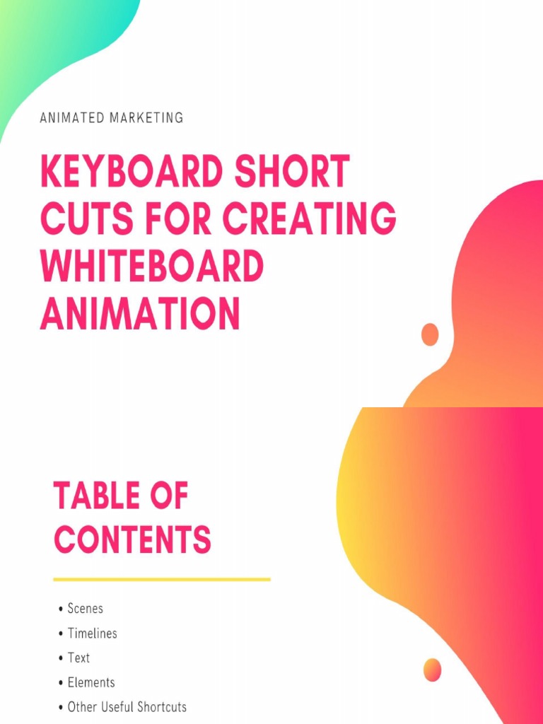 Keyboard Shortcuts For Creating Whiteboard Animation | PDF