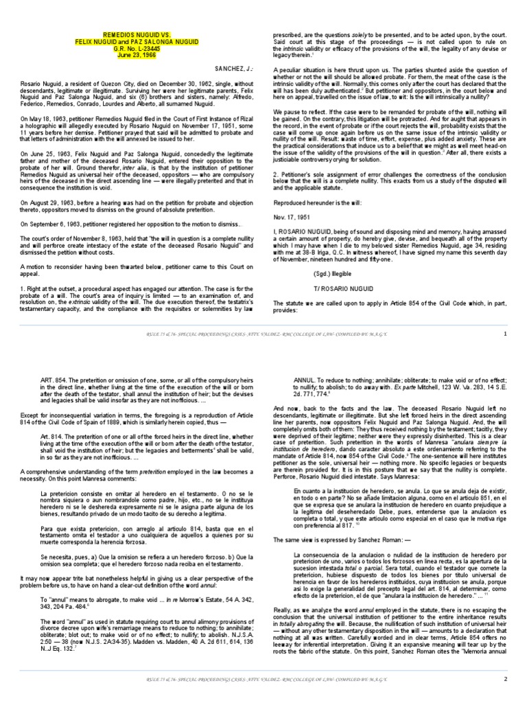 Rule 75 76 Cases Complete Fulltext With Digest | PDF | Will And ...