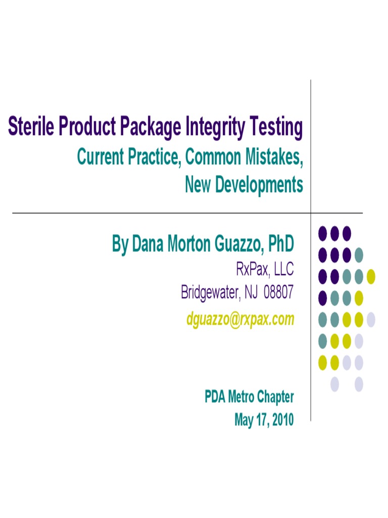 Sterile Product Package Integrity Testing | PDF | Leak | Viscosity