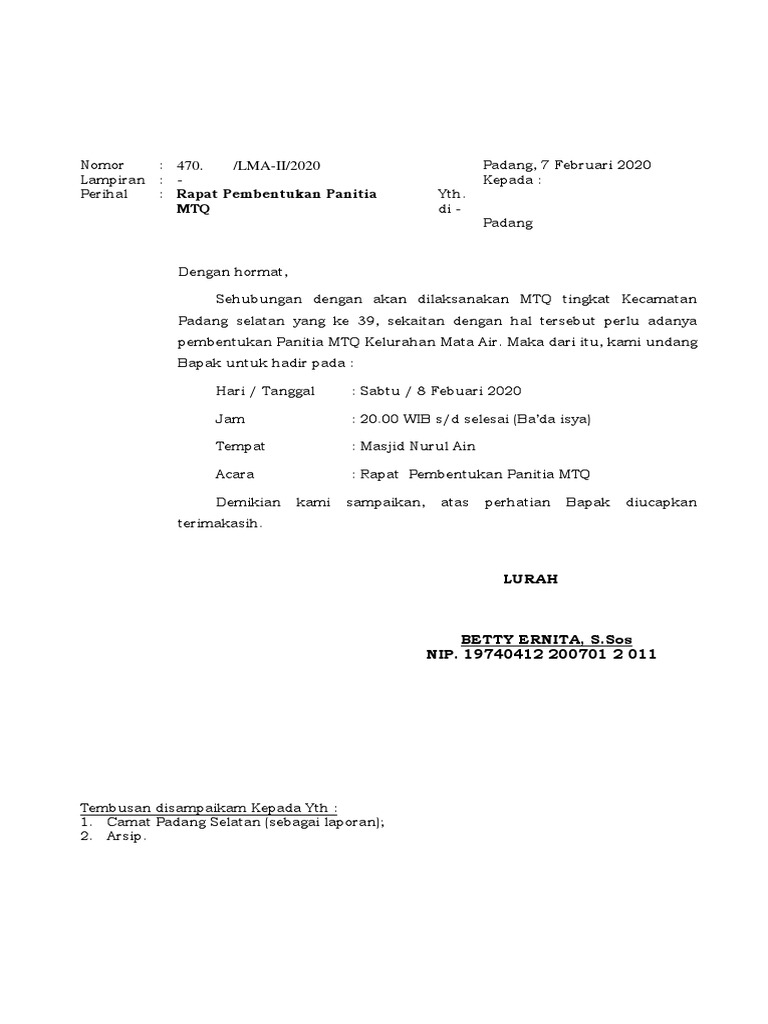 Surat Undangan MTQ | PDF