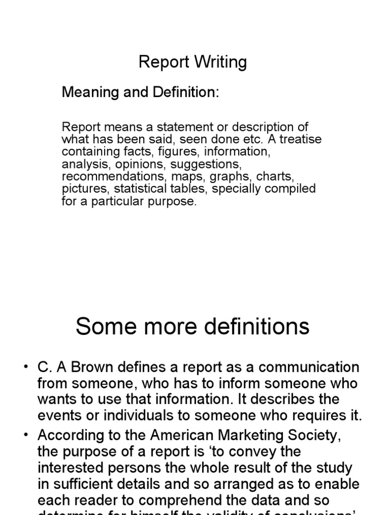 Report Writing: Meaning and Definition | PDF | Audit | Auditor's Report