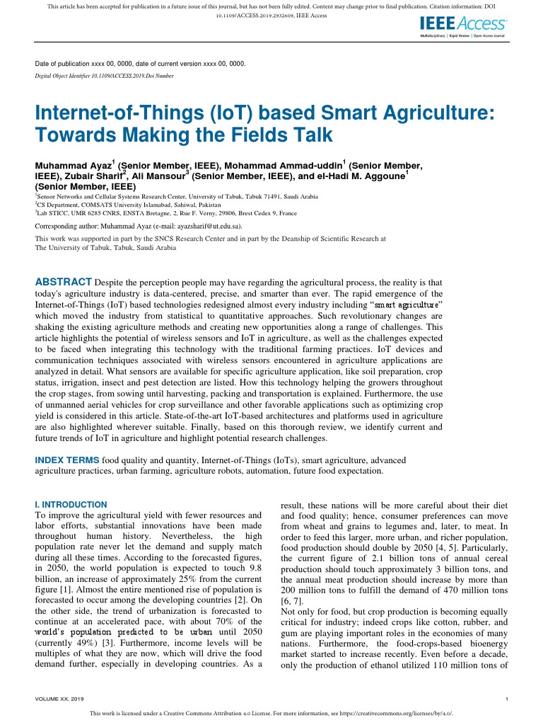 Internet-of-Things IoT-Based Smart Agriculture Tow | PDF | Internet Of ...