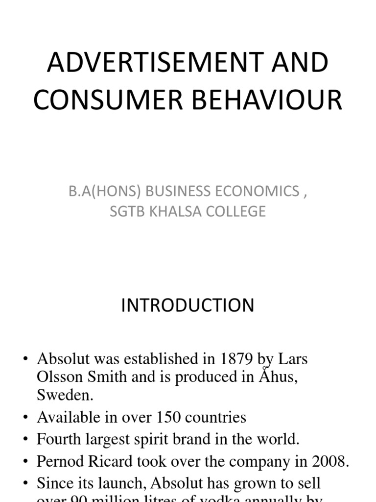 Absolut Vodka Advertising Success Case | PDF | Advertising | Promotion ...
