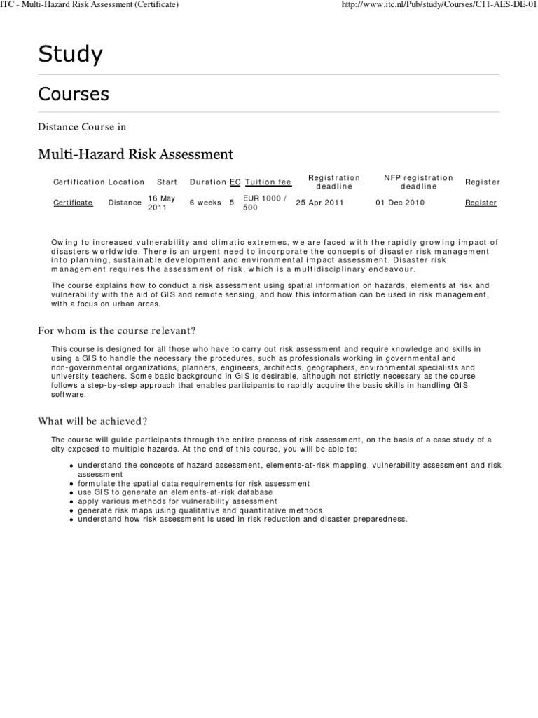 ITC - Multi-Hazard Risk Ass.. | PDF | Risk Assessment | Hazards
