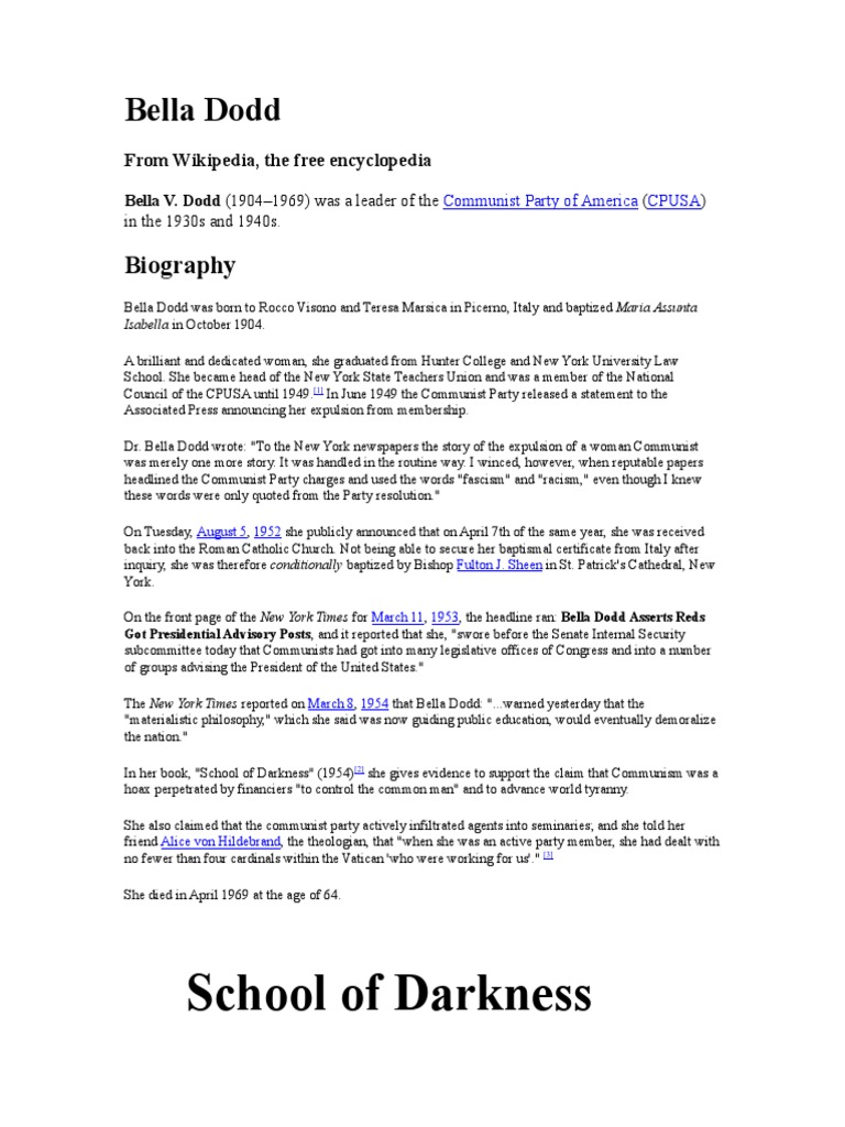 Bella Dodd School of Darkness PDF | PDF | John Wesley