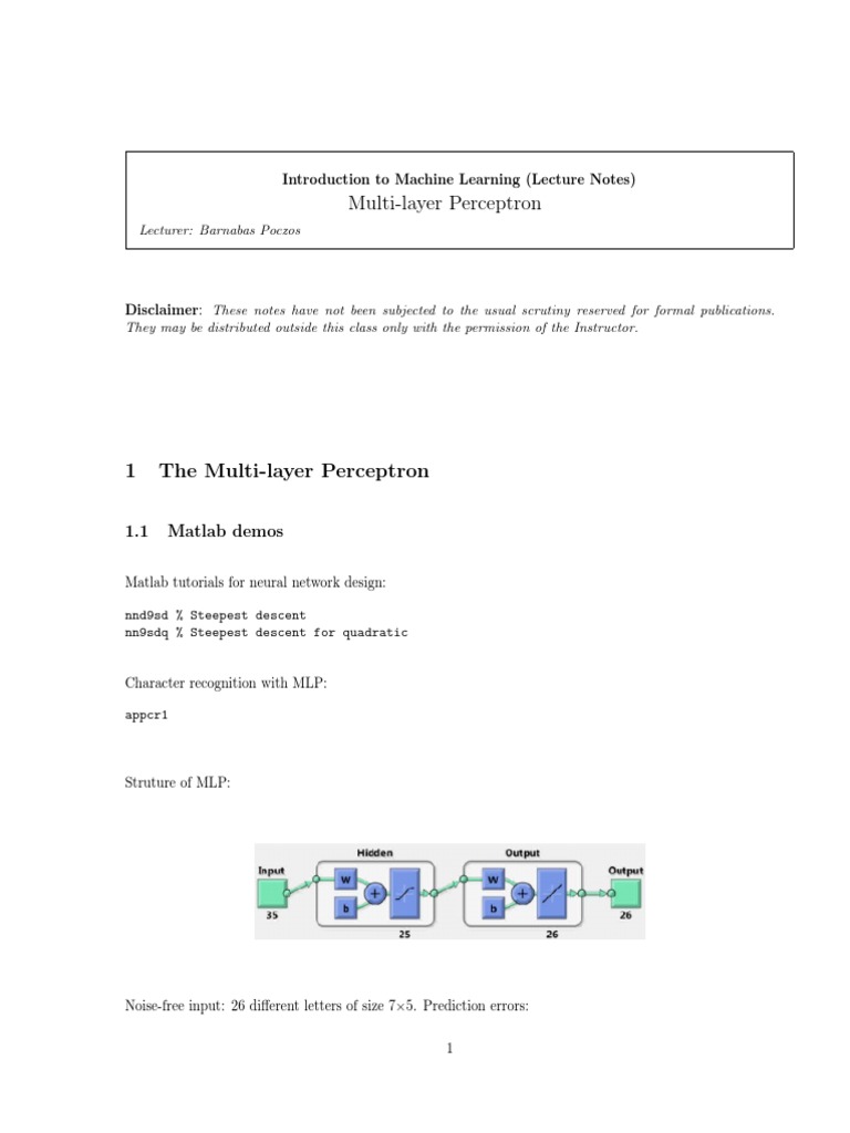 Multi Layer Perceptron - Notes | PDF | Computational Science ...