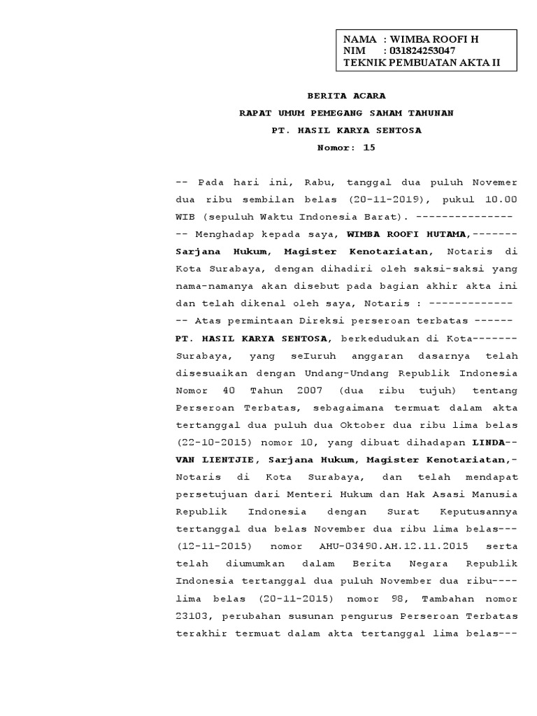 Berita Acara RUPS | PDF